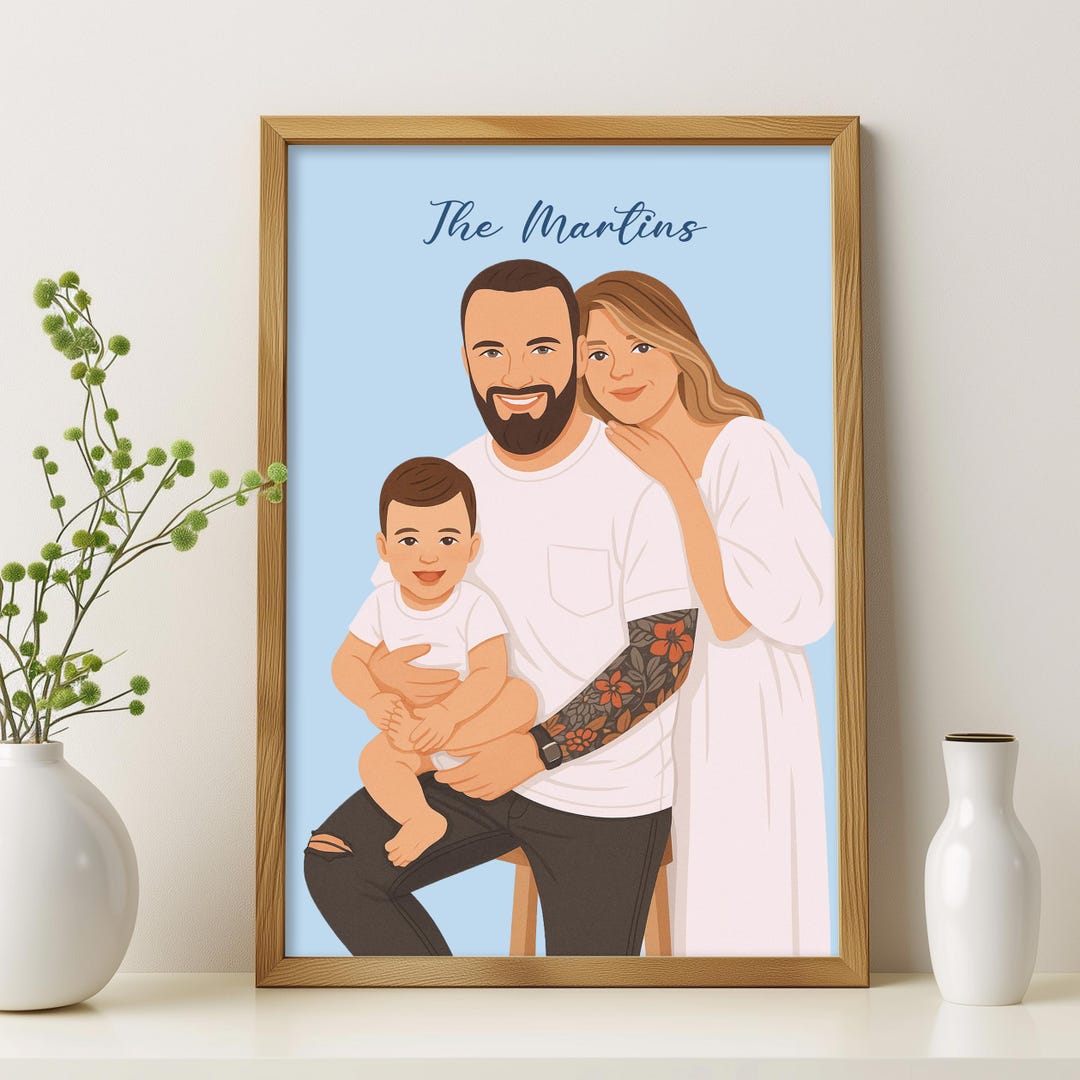 Faceless Portrait Print, Custom Family Portrait From Photo, Cartoon ...