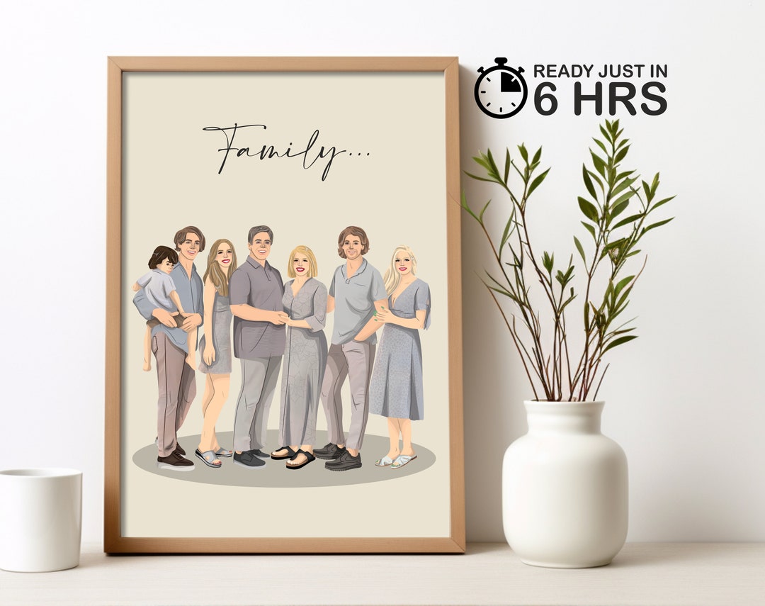 Personalized Family Portrait, Digital Print, Custom Family Gift ...