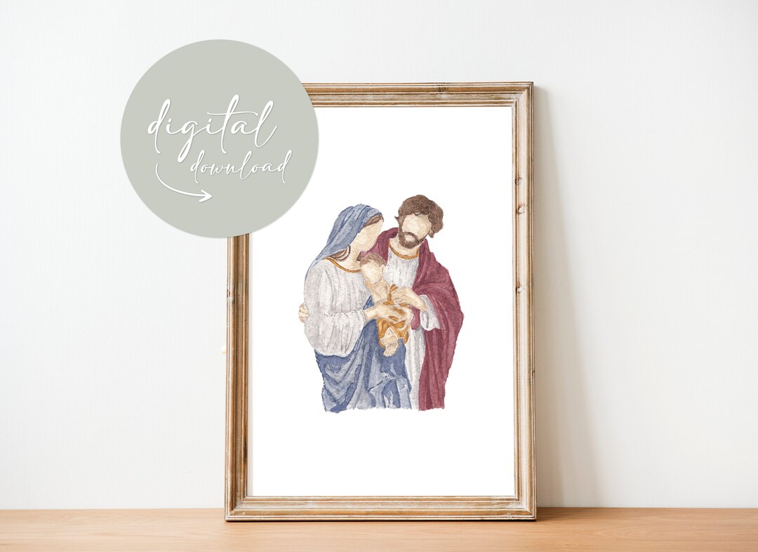 Digital Holy Family | Saint Art | Saint Watercolor | Saint Card ...