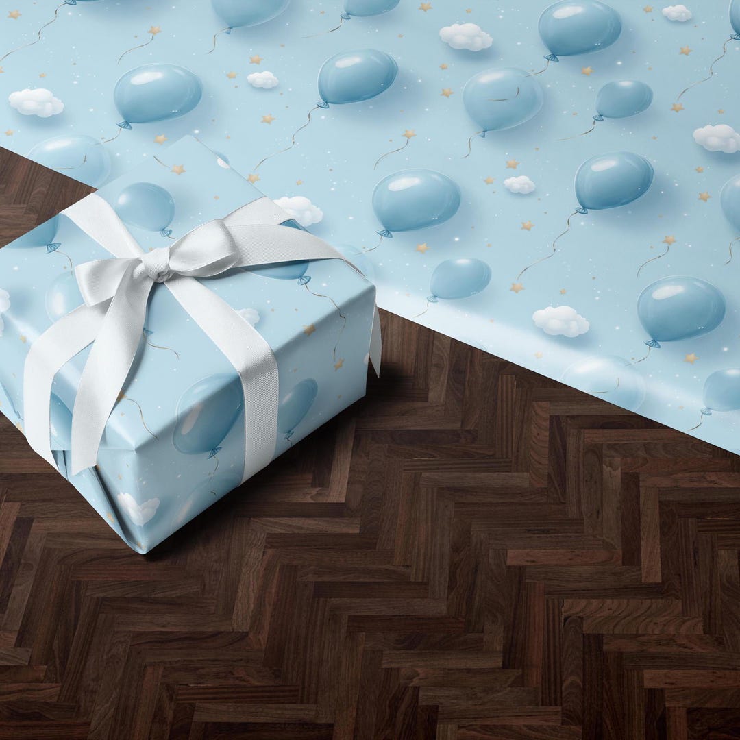 Babyshower Gift Wrap | Light Blue Baby Present Paper | Gift Wrap | Boy ...