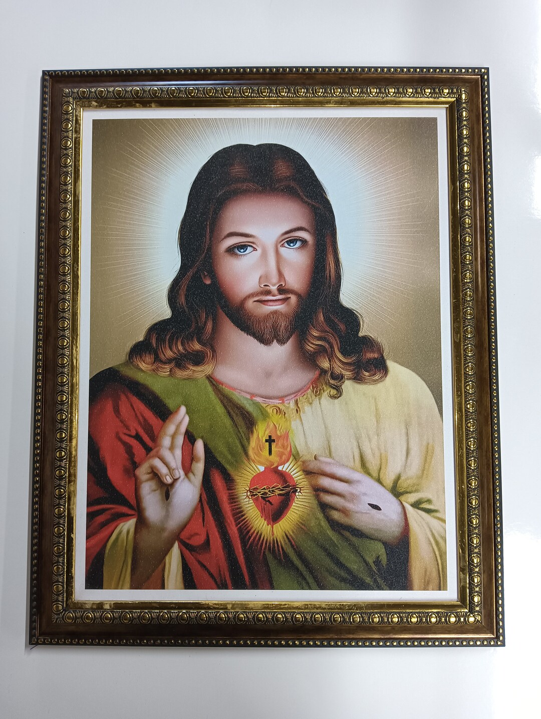 Jesus Christ Sacred Heart Framed Picture Frames Laminated WALLFRAMES ...