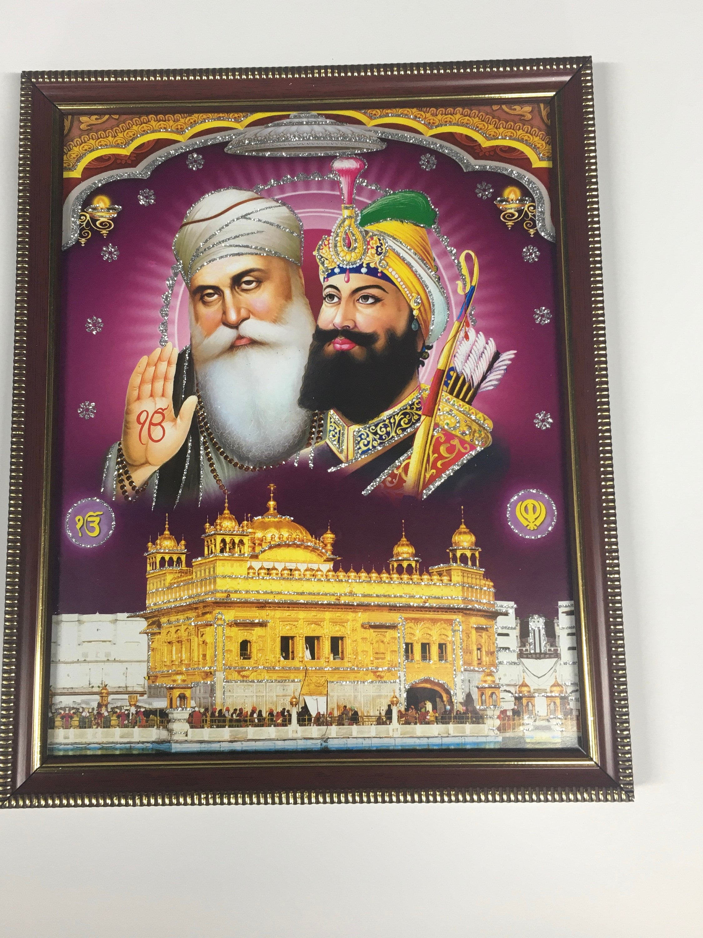 Guru Nanak Dev Ji & Guru Gobind Singh Framed Picture: Sikh Gurus Art ...