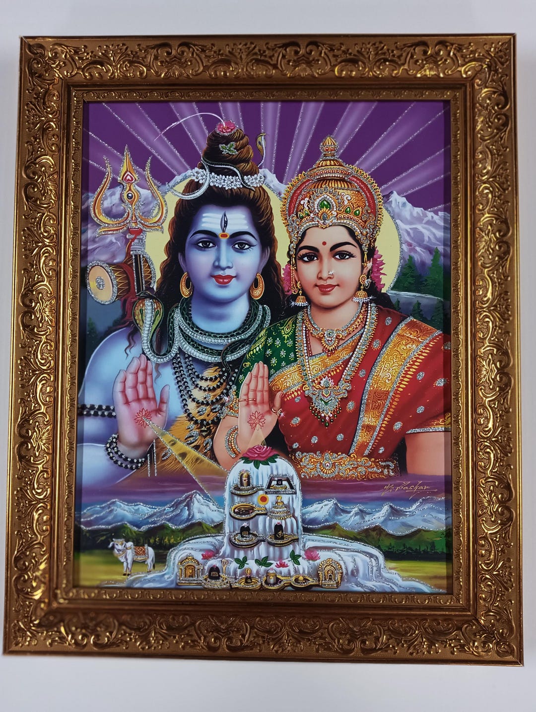 Shiva Parvathy Photo for Temple Home Office Laminated Framed Picture ...