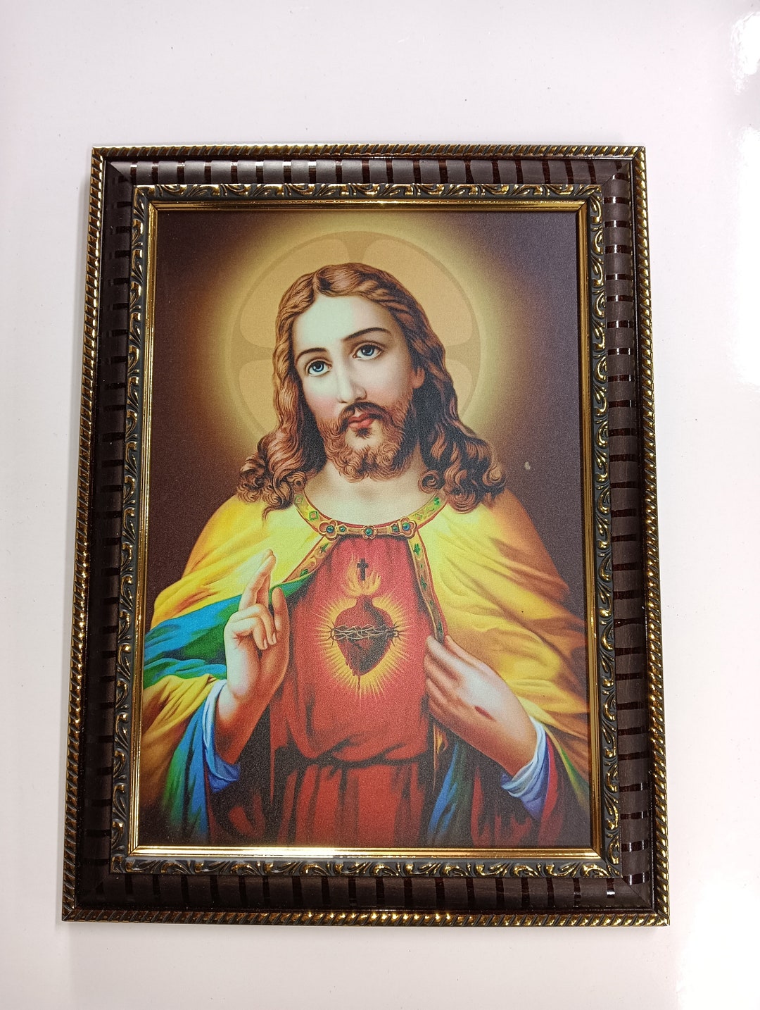 Jesus Christ Sacred Heart Framed Picture Frames Laminated WALLFRAMES ...