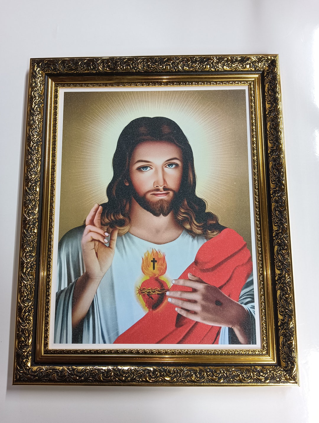 Jesus Christ Sacred Heart Framed Picture Frames Laminated WALLFRAMES ...