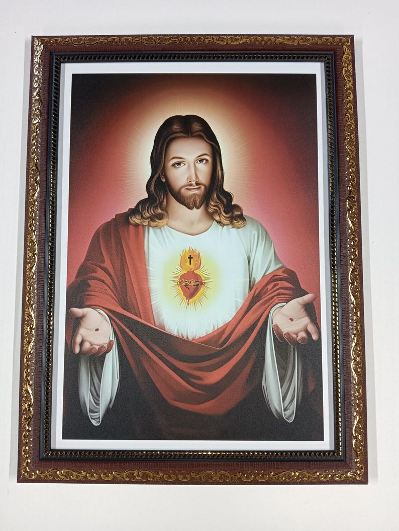 Jesus Christ Sacred Heart Framed Picture Frames Laminated WALLFRAMES ...
