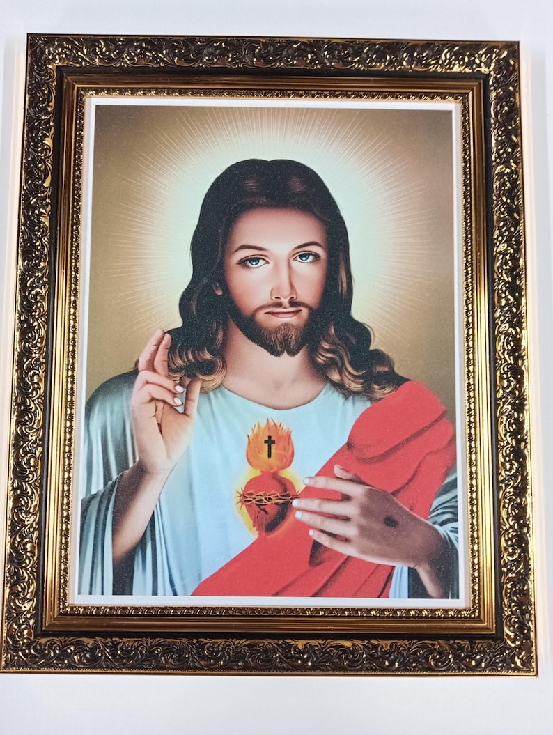 Jesus Christ Sacred Heart Framed Picture Frames Laminated WALLFRAMES ...