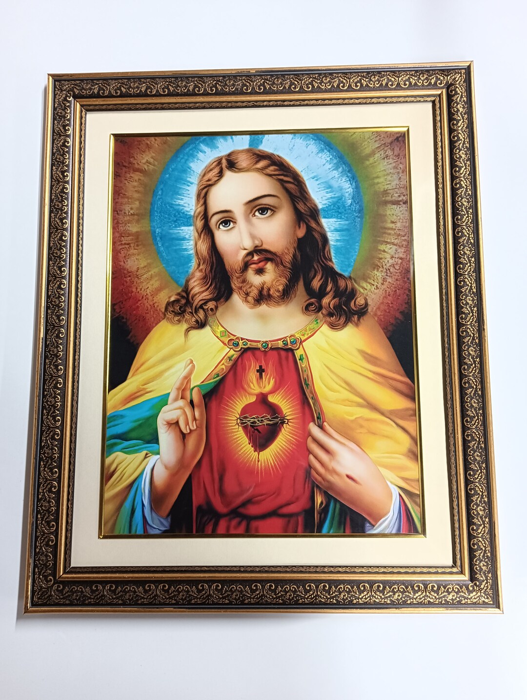 Jesus Christ Sacred Heart Framed Picture Frames WALLFRAMES (21.5x17.5 ...
