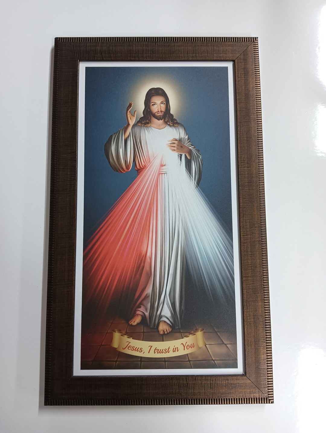 Divine Mercy Karuna Framed Picture Frames Laminated WALLFRAMES (20x12 ...