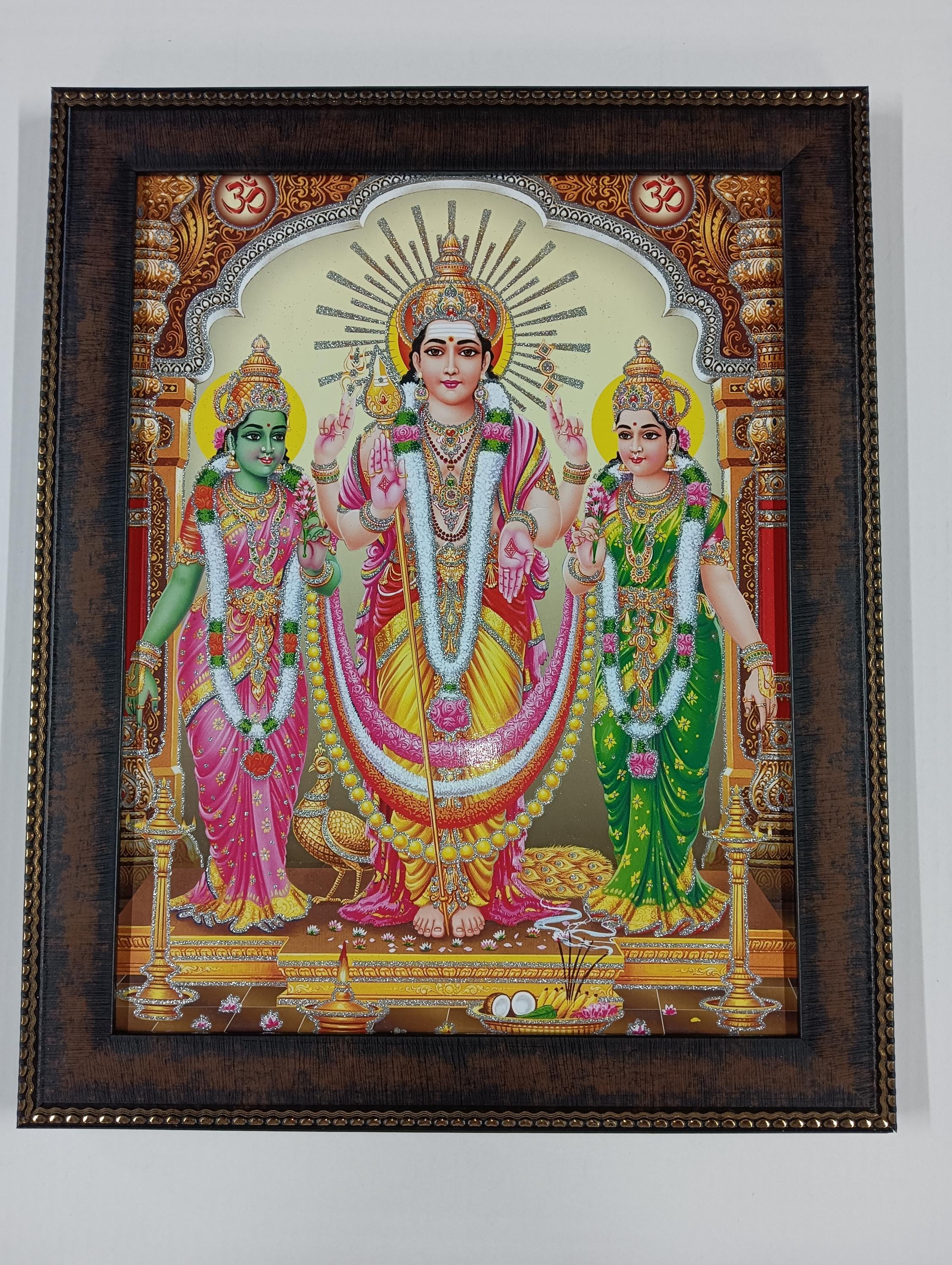 Lord Murugan With Valli & Devyani Framed Laminated Picture Frames ...