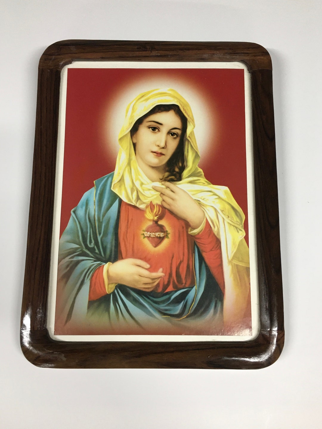 Saint Mary Sacred Heart Rose Wood Framed WALLFRAMES 15x11 - Etsy
