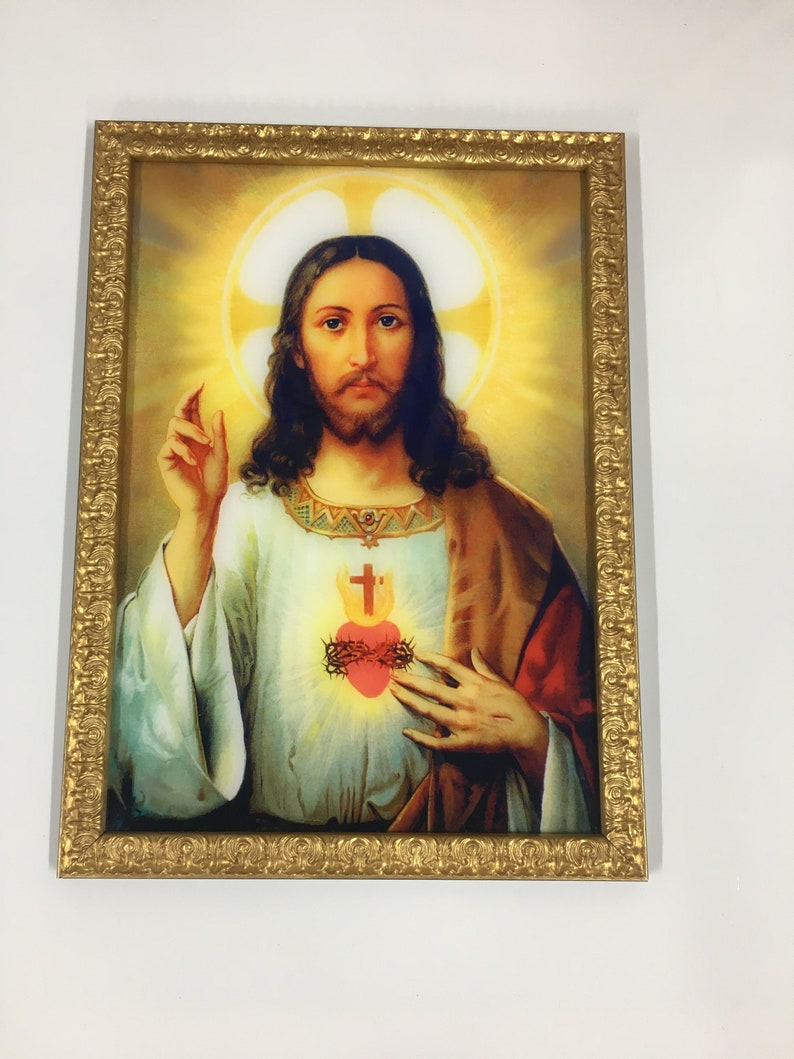 Jesus Christ Sacred Heart Framed Picture Frames Acrylic Glass Print ...