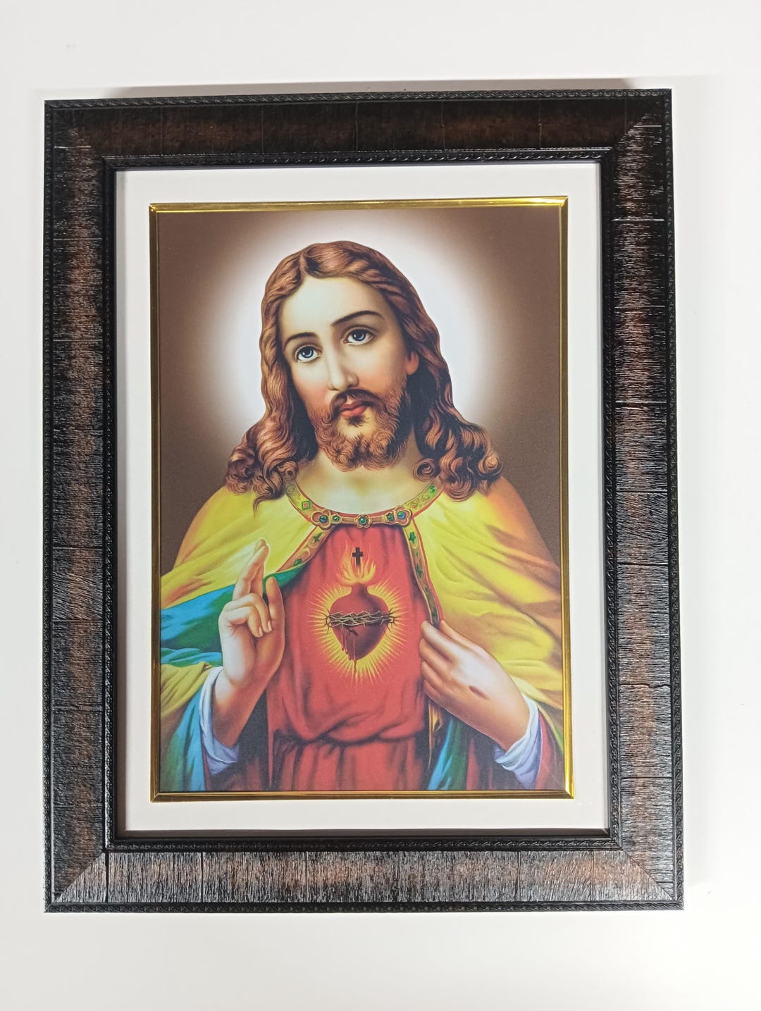 Jesus Christ Sacred Heart Framed Picture Frames WALLFRAMES (17.5x13.5 ...