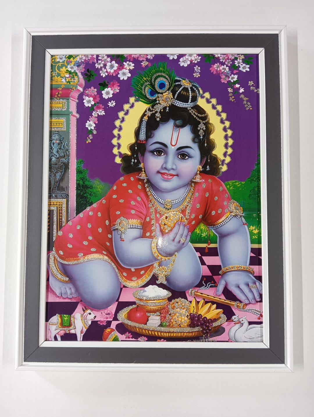 Laddu Gopal Lord Krishna Depicted as a Young Child Laminated Framed ...