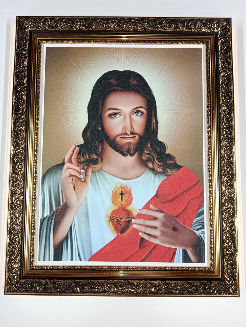 Jesus Christ Sacred Heart Framed Picture Frames Laminated WALLFRAMES ...