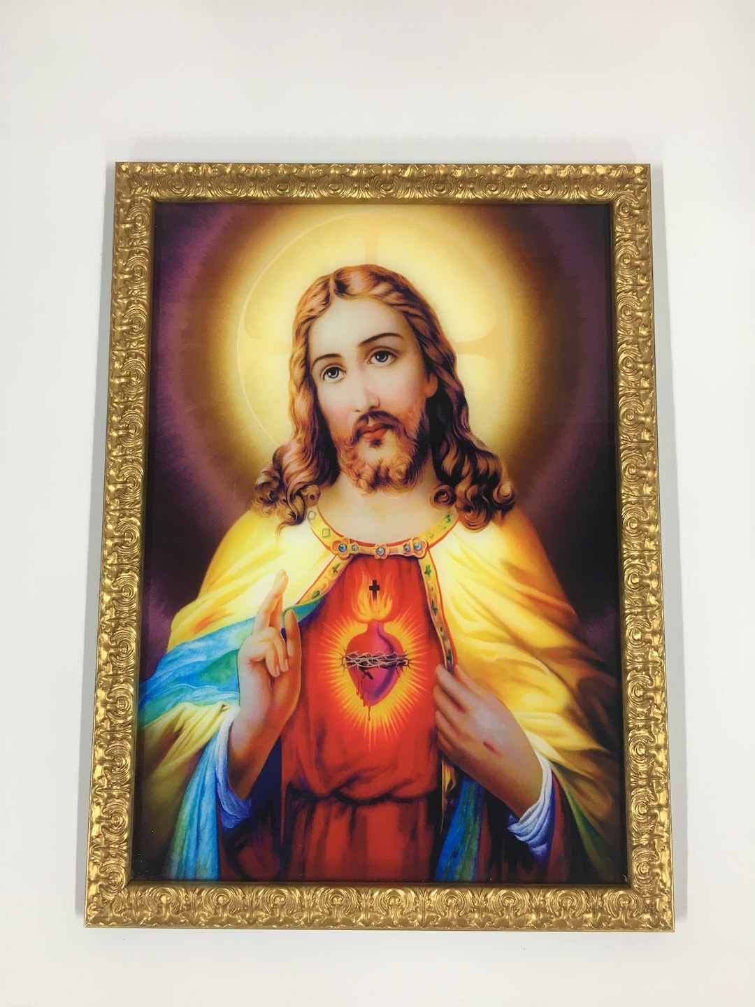 Jesus Christ Sacred Heart Framed Picture Frames Acrylic Glass Print ...
