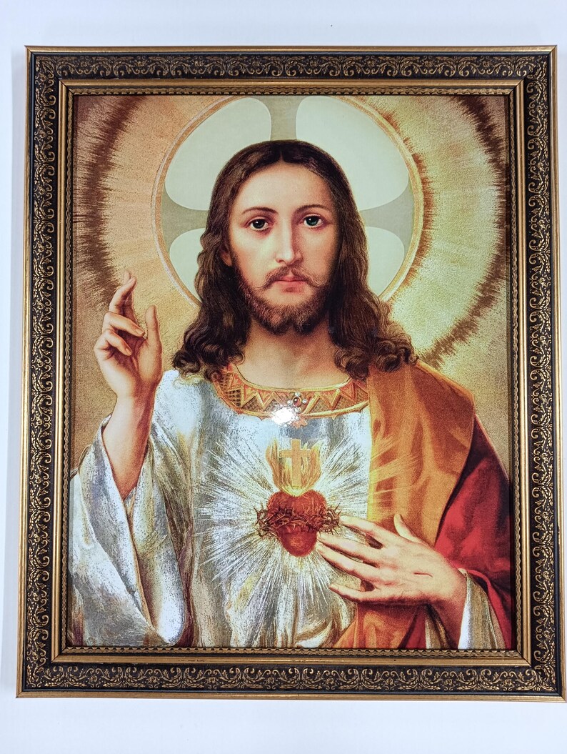 Jesus Christ Sacred Heart Framed Laminated Picture Frames WALLFRAMES ...