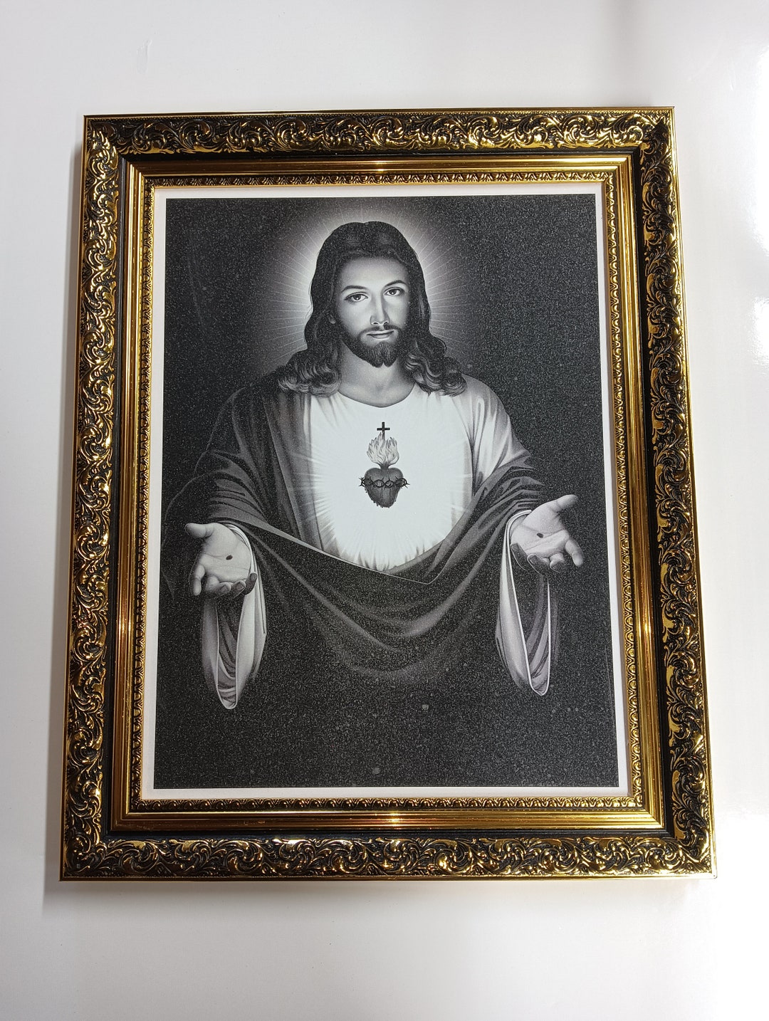 Jesus Christ Sacred Heart Framed Picture Frames Laminated WALLFRAMES ...