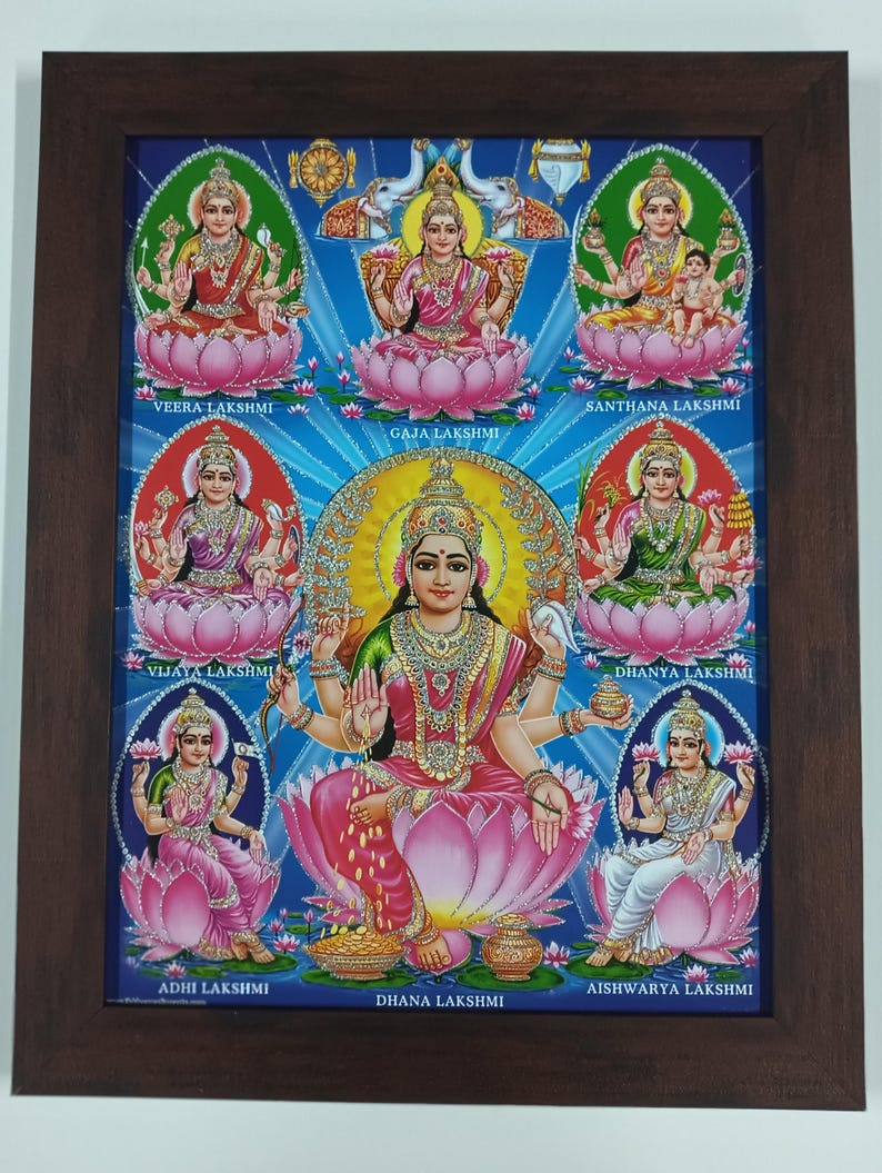 Ashta Lakshmi the Eight Forms of the Hindu Goddess Lakshmi Framed ...
