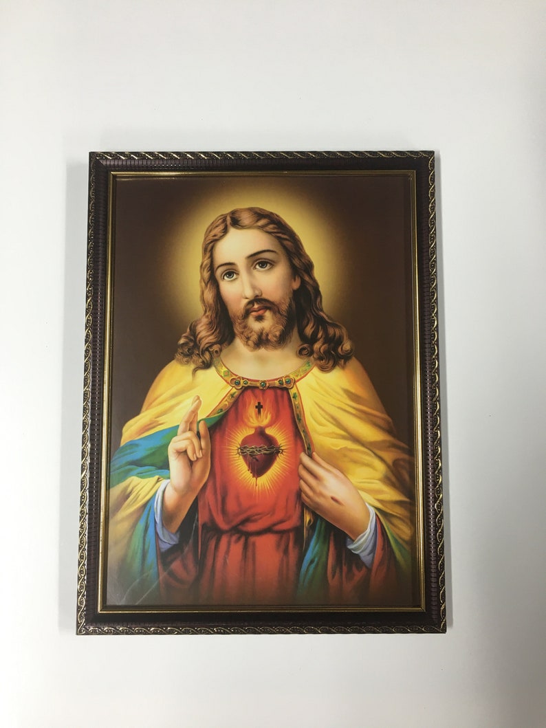 Jesus Christ Sacred Heart Framed Picture Frames WALLFRAMES (13.5X10 ...