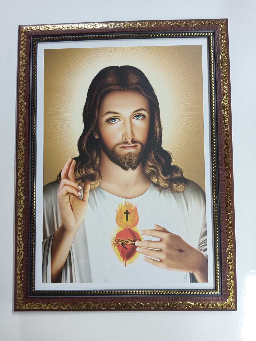 Jesus Christ Sacred Heart Framed Picture Frames Laminated WALLFRAMES ...