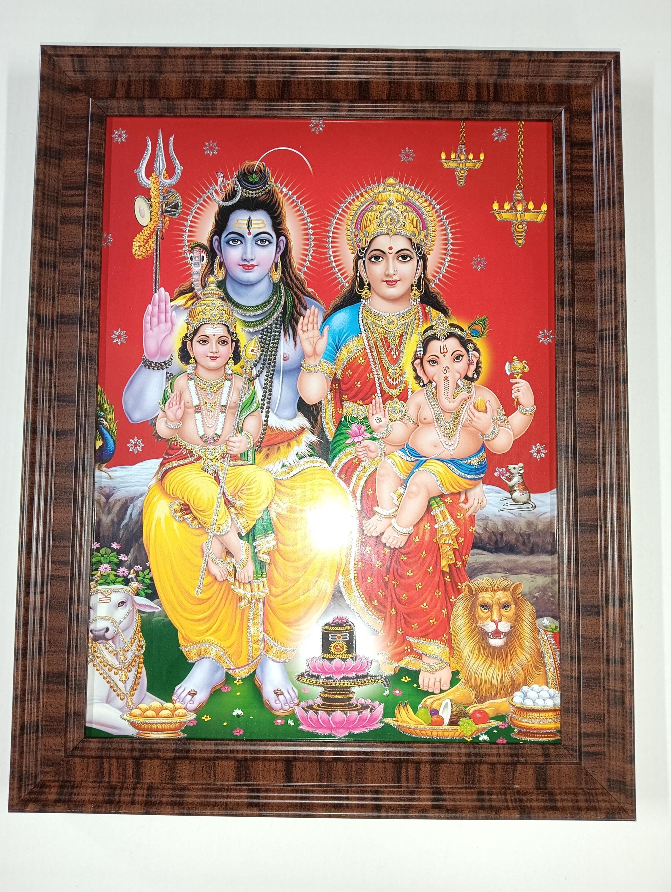 Lord Shiva's Family Shiv Parivar Laminated Framed Picture Frames ...