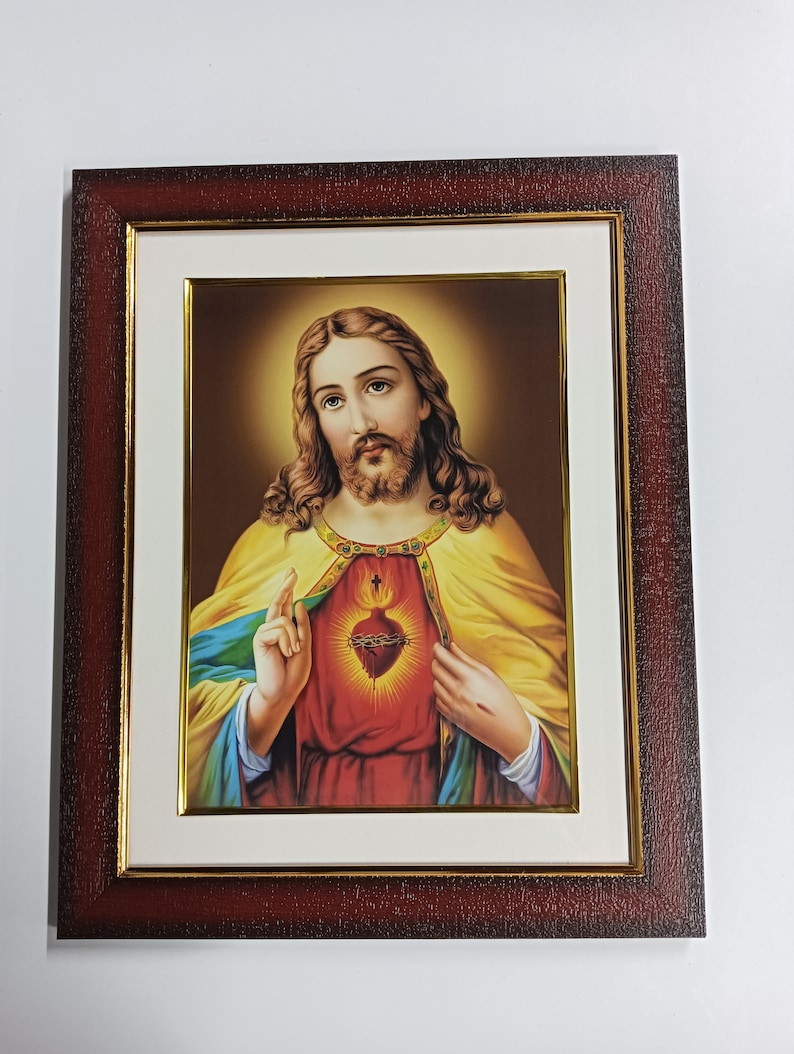 Jesus Christ Sacred Heart Framed Picture Frames WALLFRAMES (17x13.5 ...