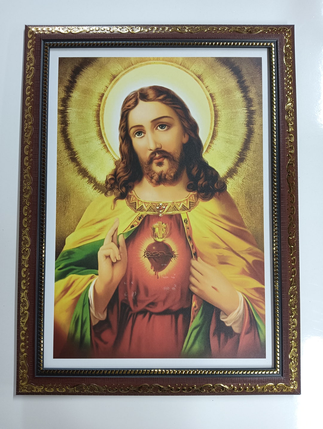 Jesus Christ Sacred Heart Framed Picture Frames Laminated WALLFRAMES ...