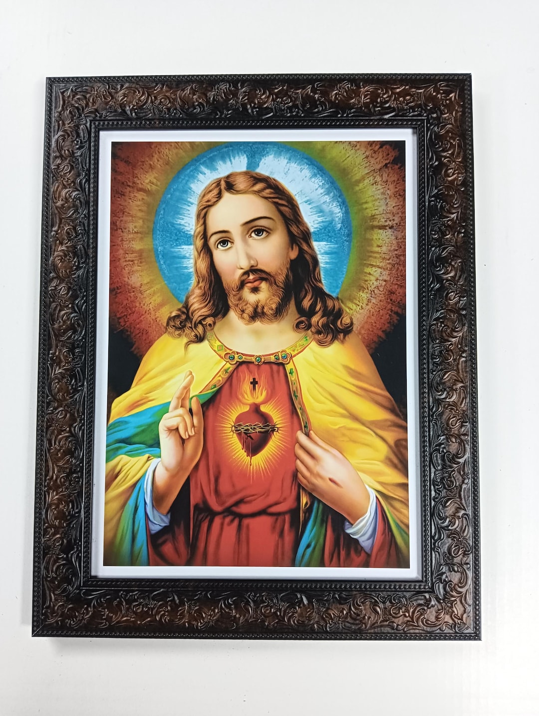 Jesus Christ Sacred Heart Framed Picture Frames Laminated WALLFRAMES ...