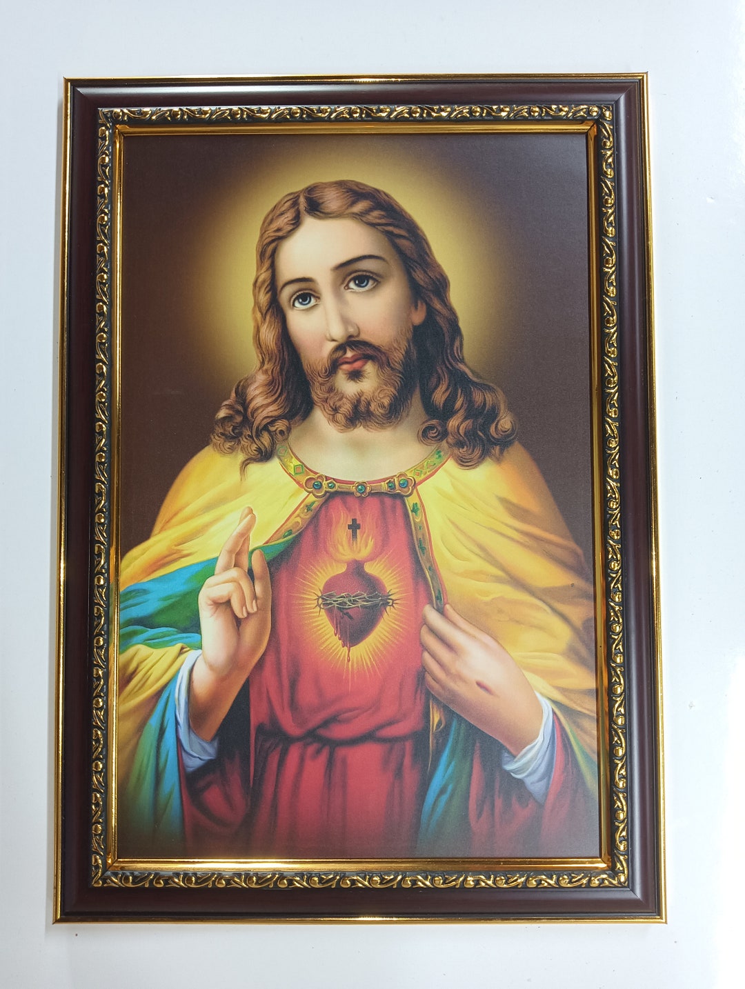 Jesus Christ Sacred Heart Framed Picture Frames Laminated WALLFRAMES ...