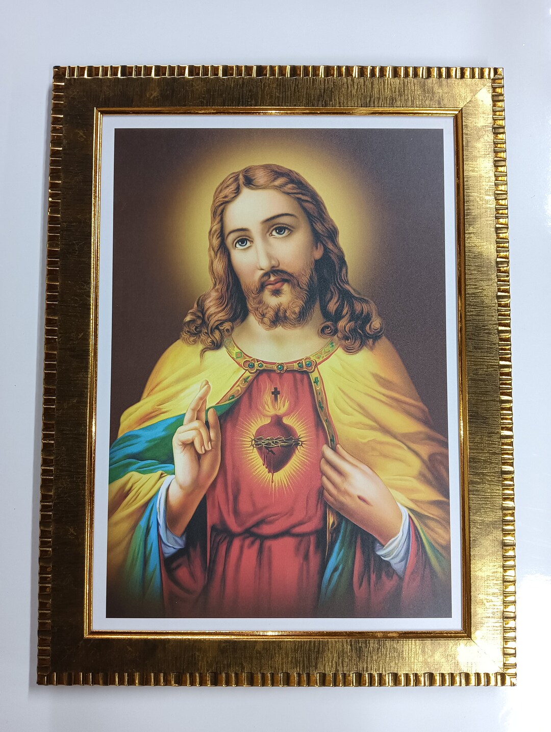 Jesus Christ Sacred Heart Framed Picture Frames Laminated WALLFRAMES ...