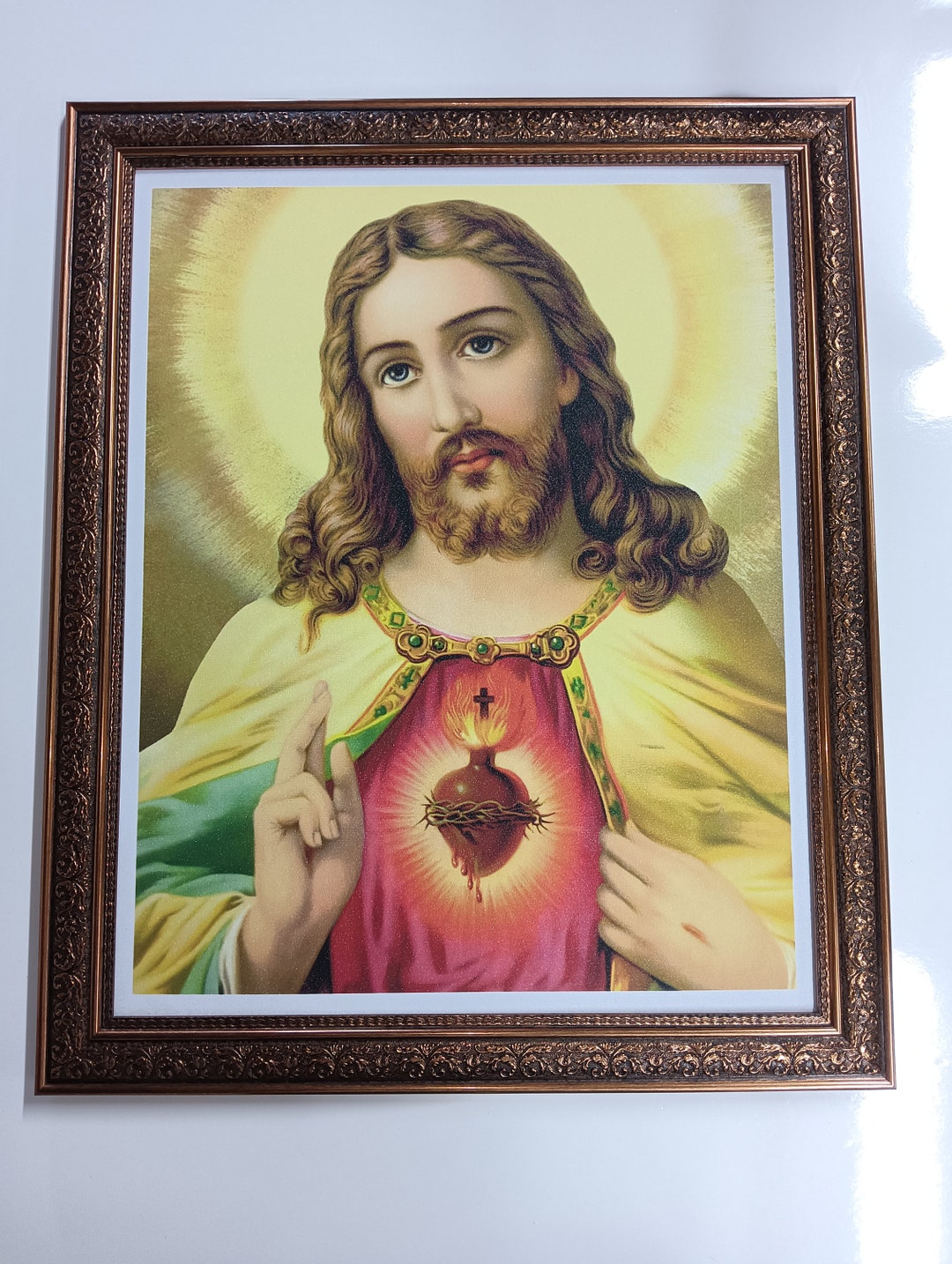 Jesus Christ Sacred Heart Framed Picture Frames Laminated WALLFRAMES ...