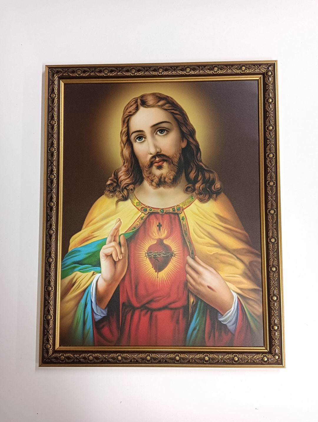 Jesus Christ Sacred Heart Framed Laminated Picture Frames WALLFRAMES ...