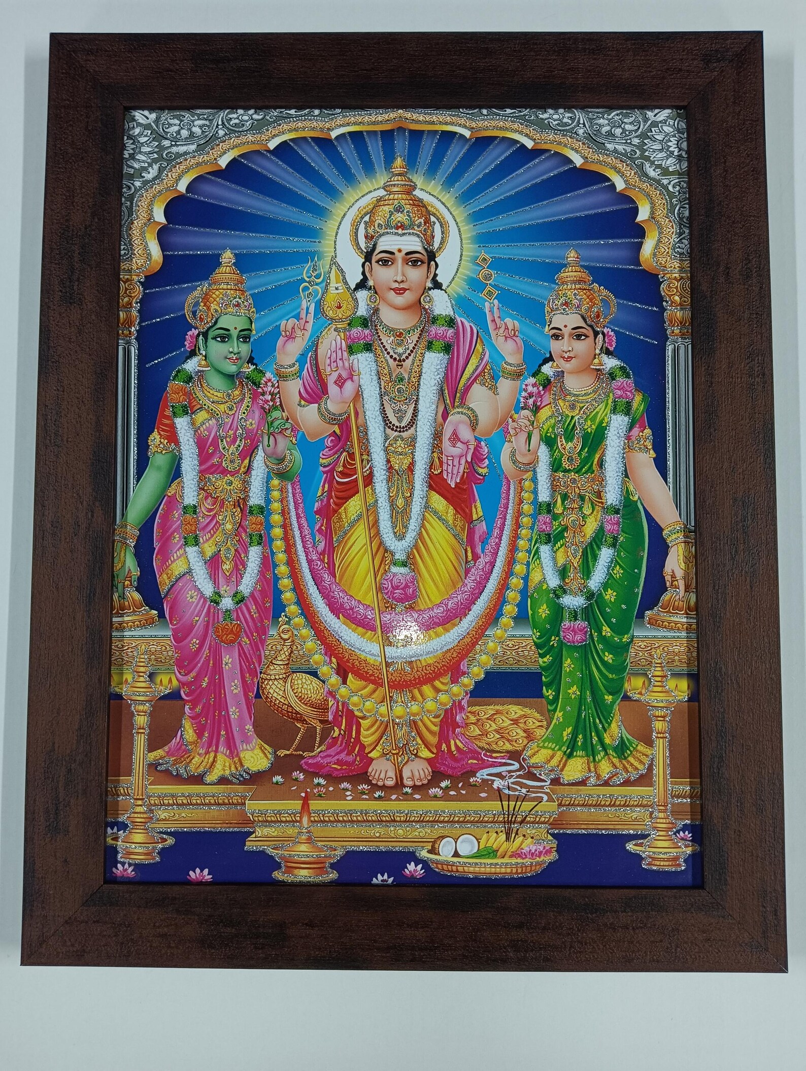 Lord Murugan With Valli & Devyani Framed Laminated Picture Frames ...
