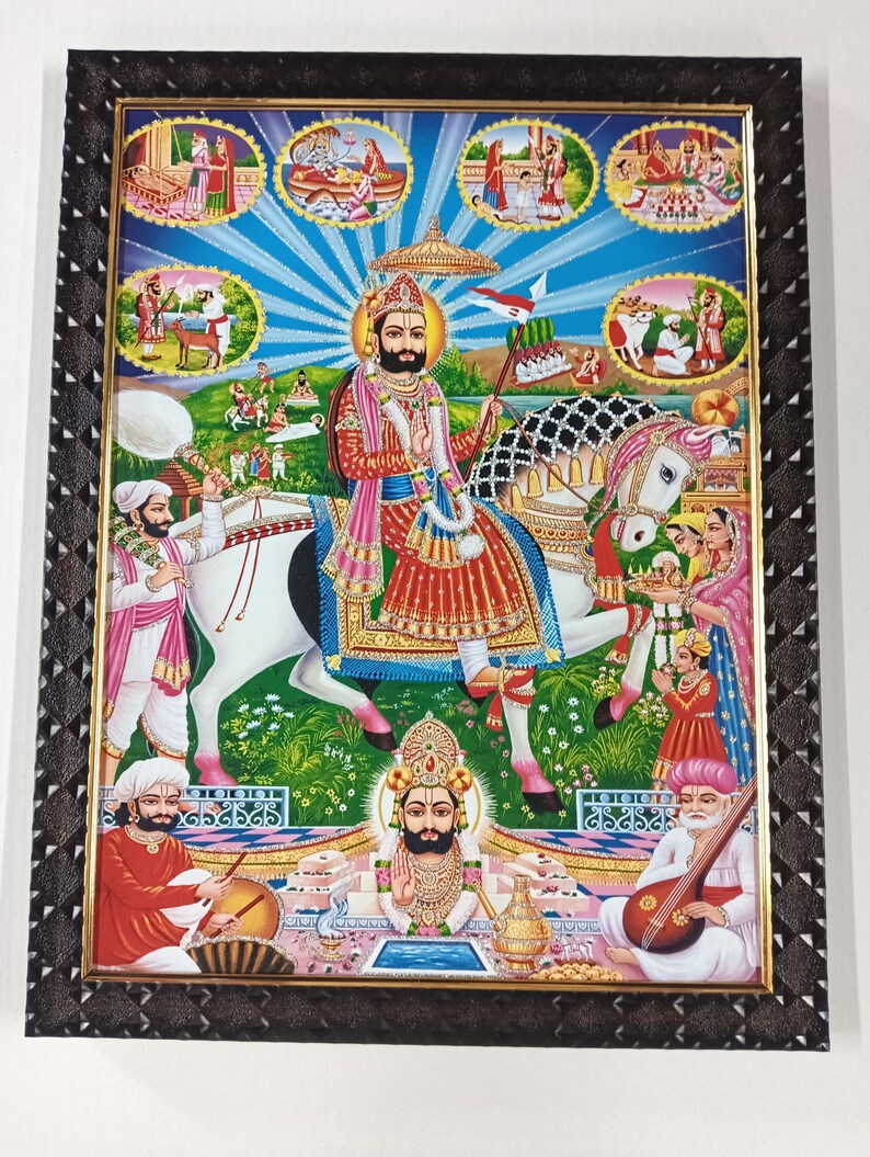 Ramdev Pir Framed Laminated Picture: Hindu Deity Wall Art (17.3x13.3 ...