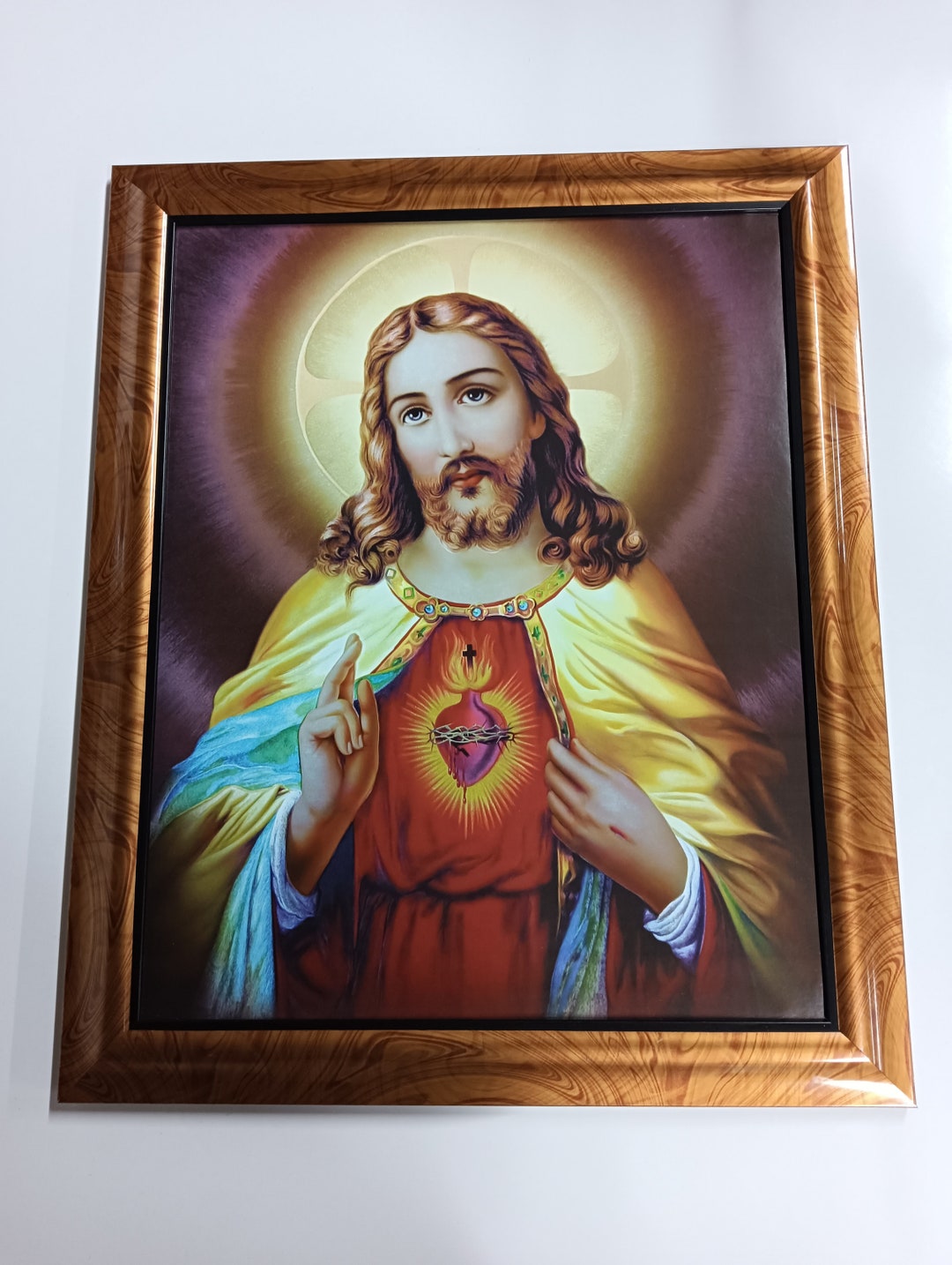 Jesus Christ Sacred Heart Framed Laminated Picture Frames WALLFRAMES ...