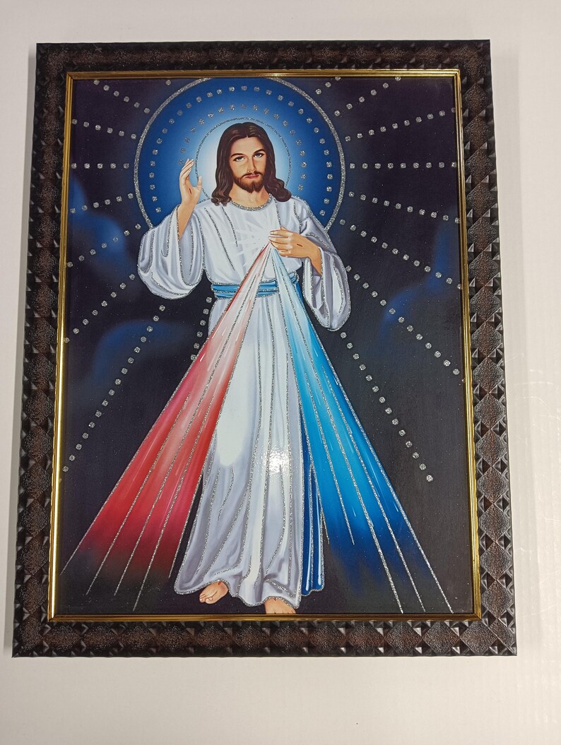 Divine Mercy Karuna Framed Picture Frames Laminated WALLFRAMES (13.5x17 ...