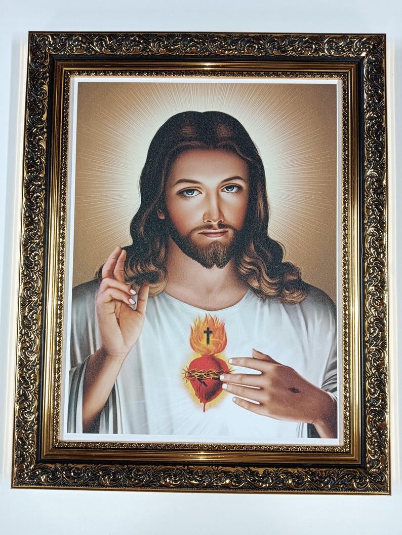 Jesus Christ Sacred Heart Framed Laminated Picture Frames WALLFRAMES ...