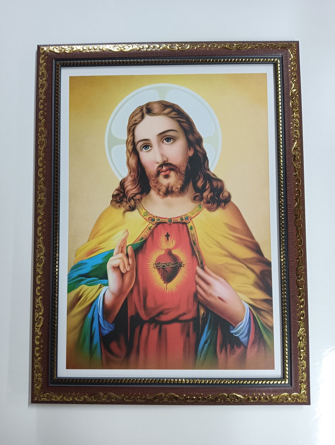 Jesus Christ Sacred Heart Framed Picture Frames Laminated WALLFRAMES ...