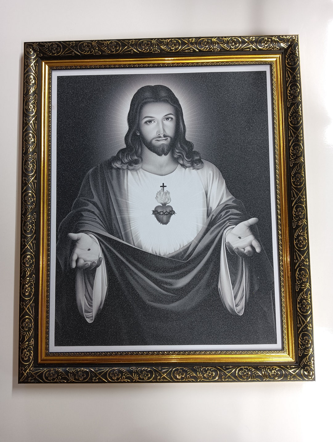 Jesus Christ Sacred Heart Framed Picture Frames Laminated WALLFRAMES ...