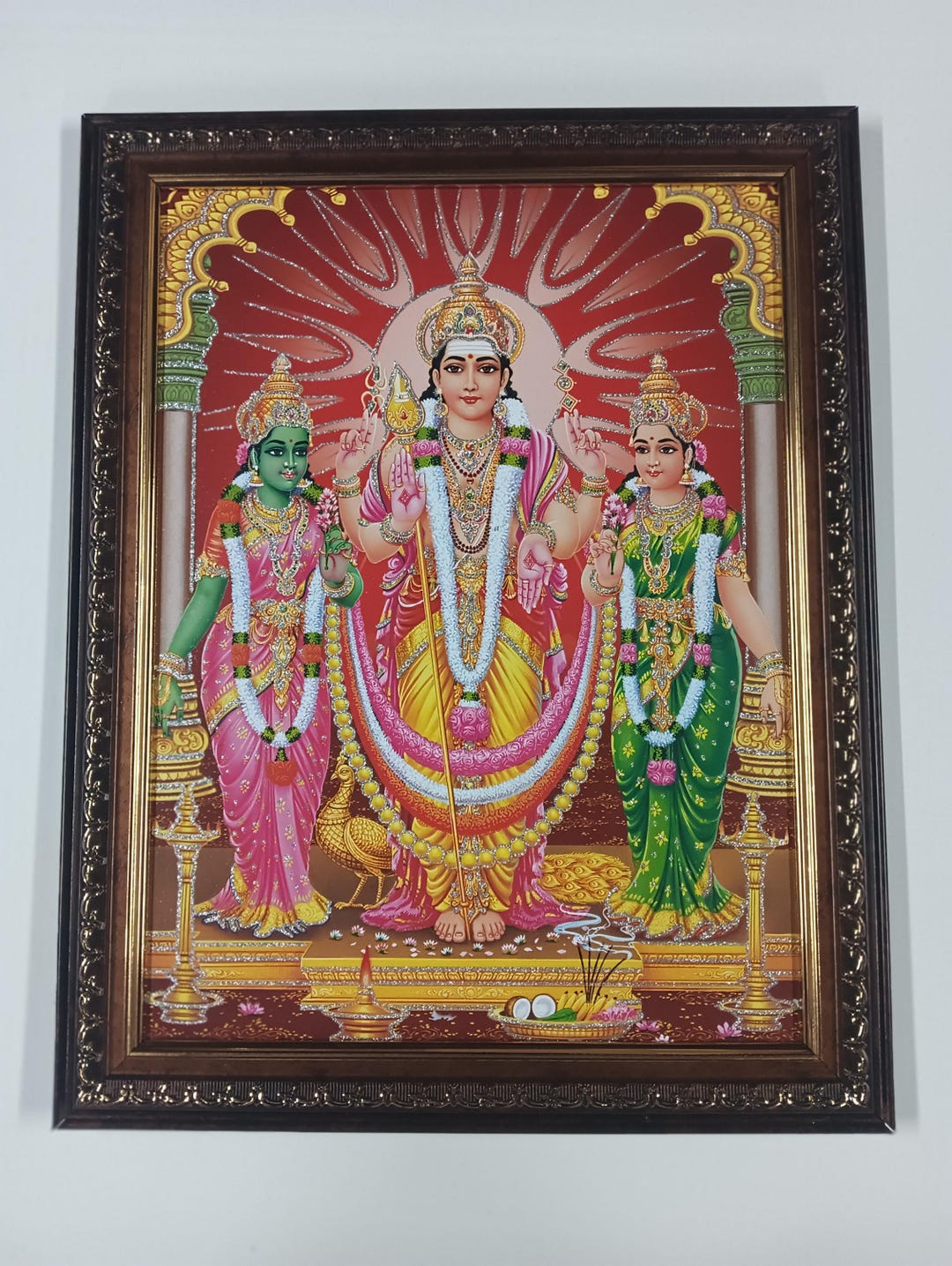 Lord Murugan With Valli & Devyani Framed Laminated Picture Frames ...