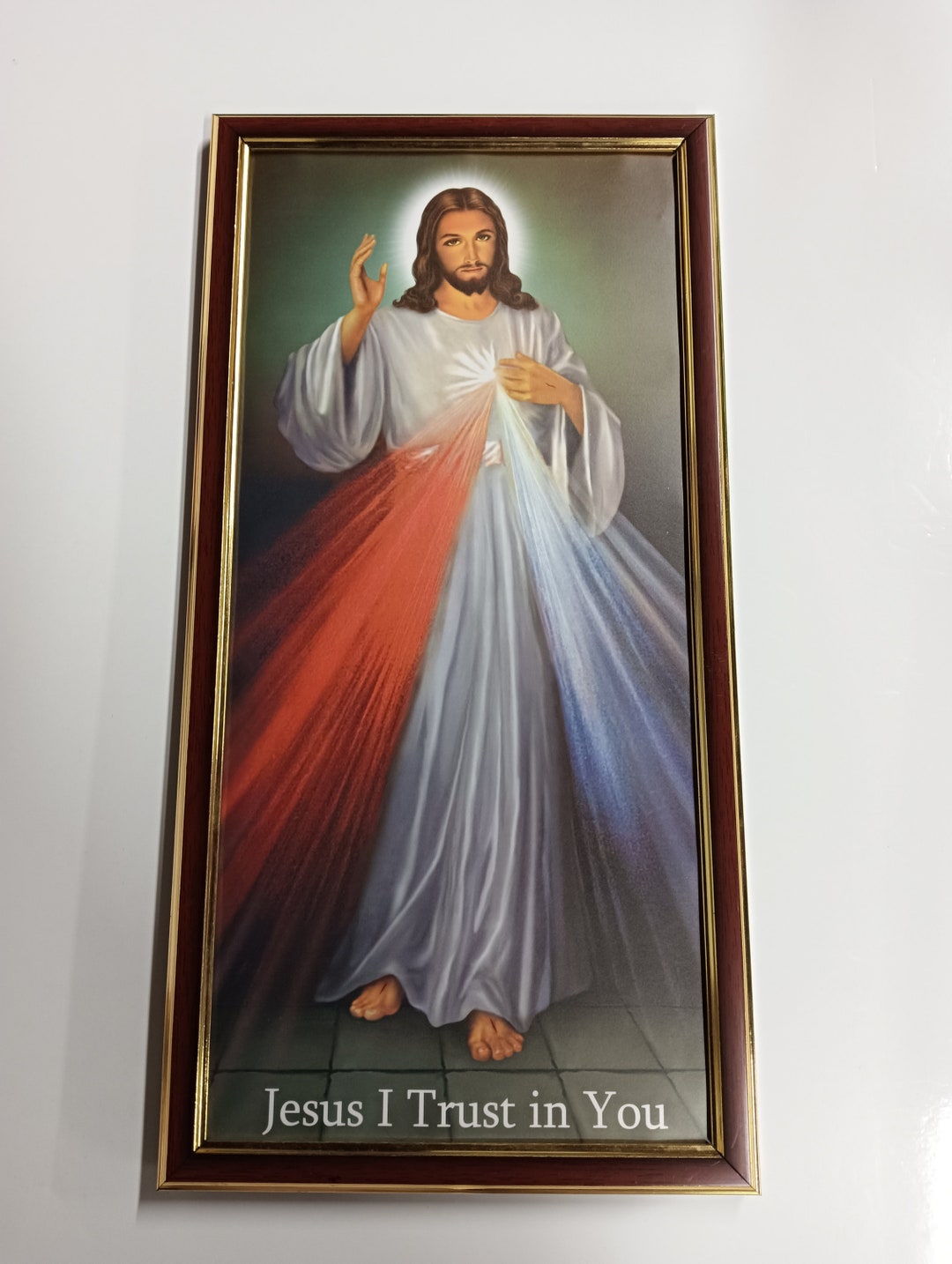 Divine Mercy Jesus Christ Karuna Laminated Framed WALLFRAMES (19.5x10 ...