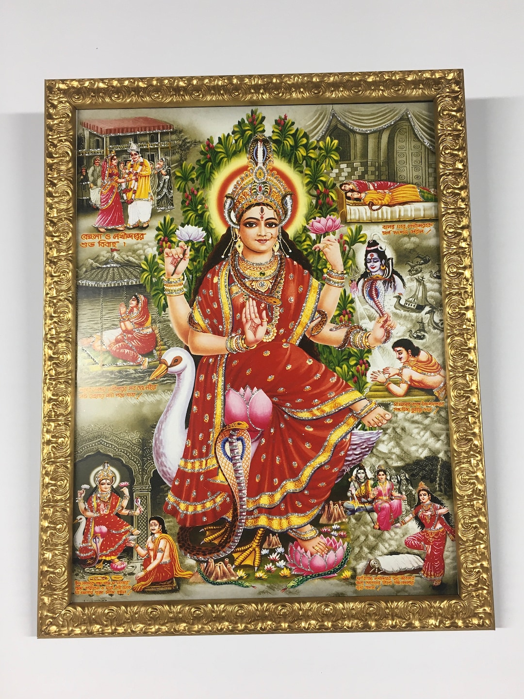 MANASA DEVI Hindu Goddess Manasa Snakes Fertility Religious Framed ...