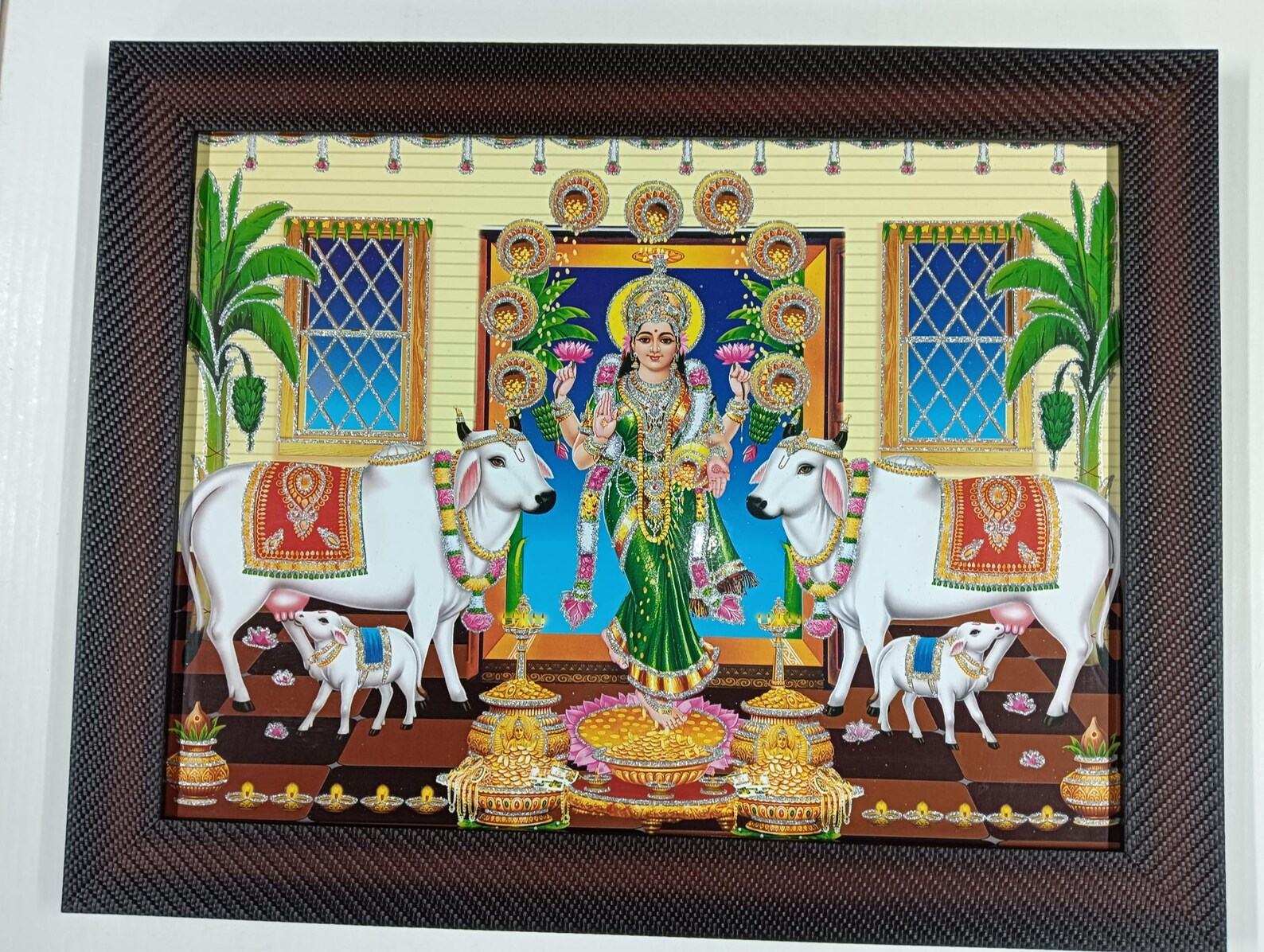 Goddess Lakshmi Devi Gruha Gruhalakshmi Cow Framed Home Decor Laminated ...