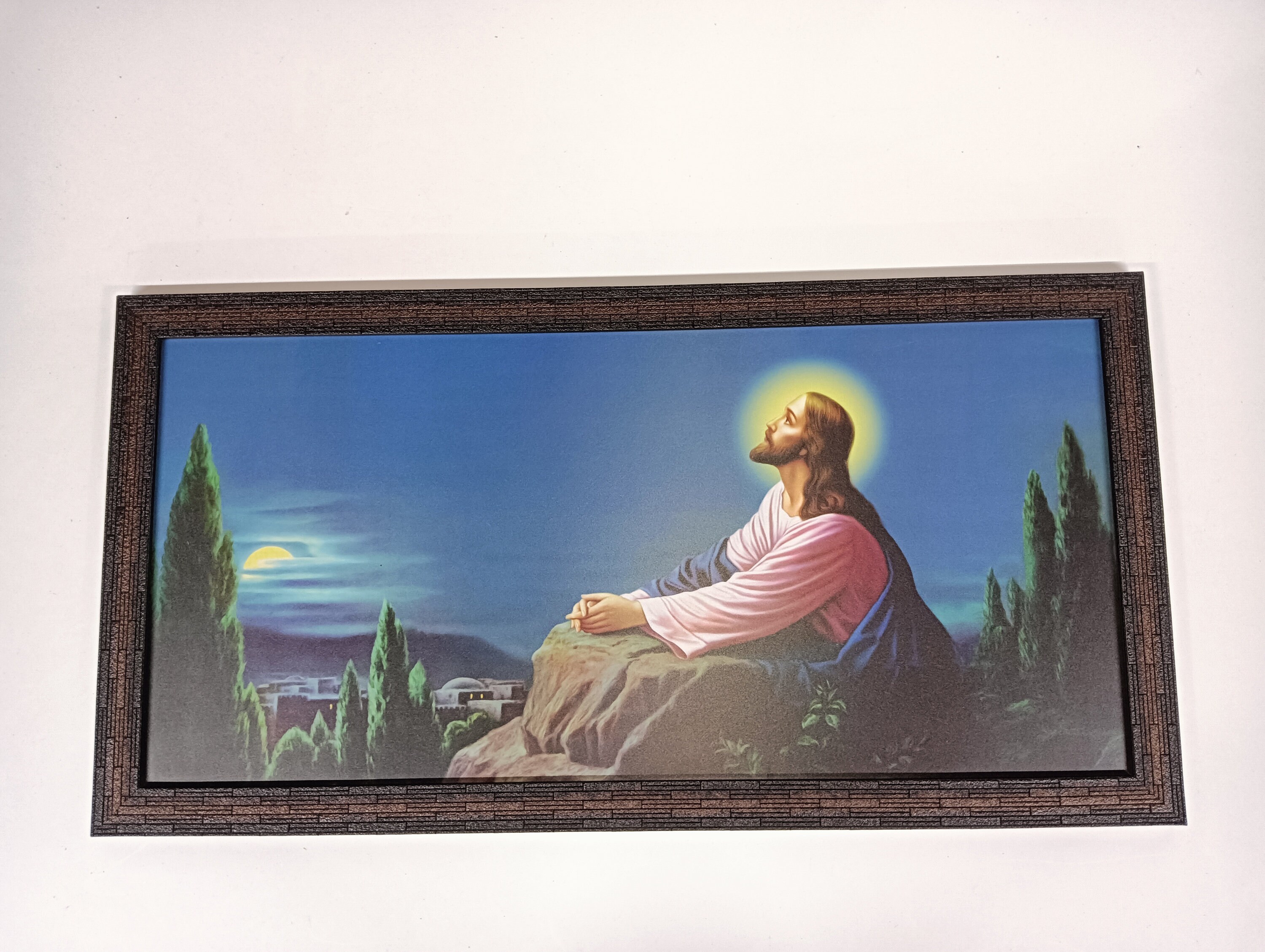 Gesthamane Jesus Christ Praying Framed Laminated WALLFRAMES 24.5X12.5 ...
