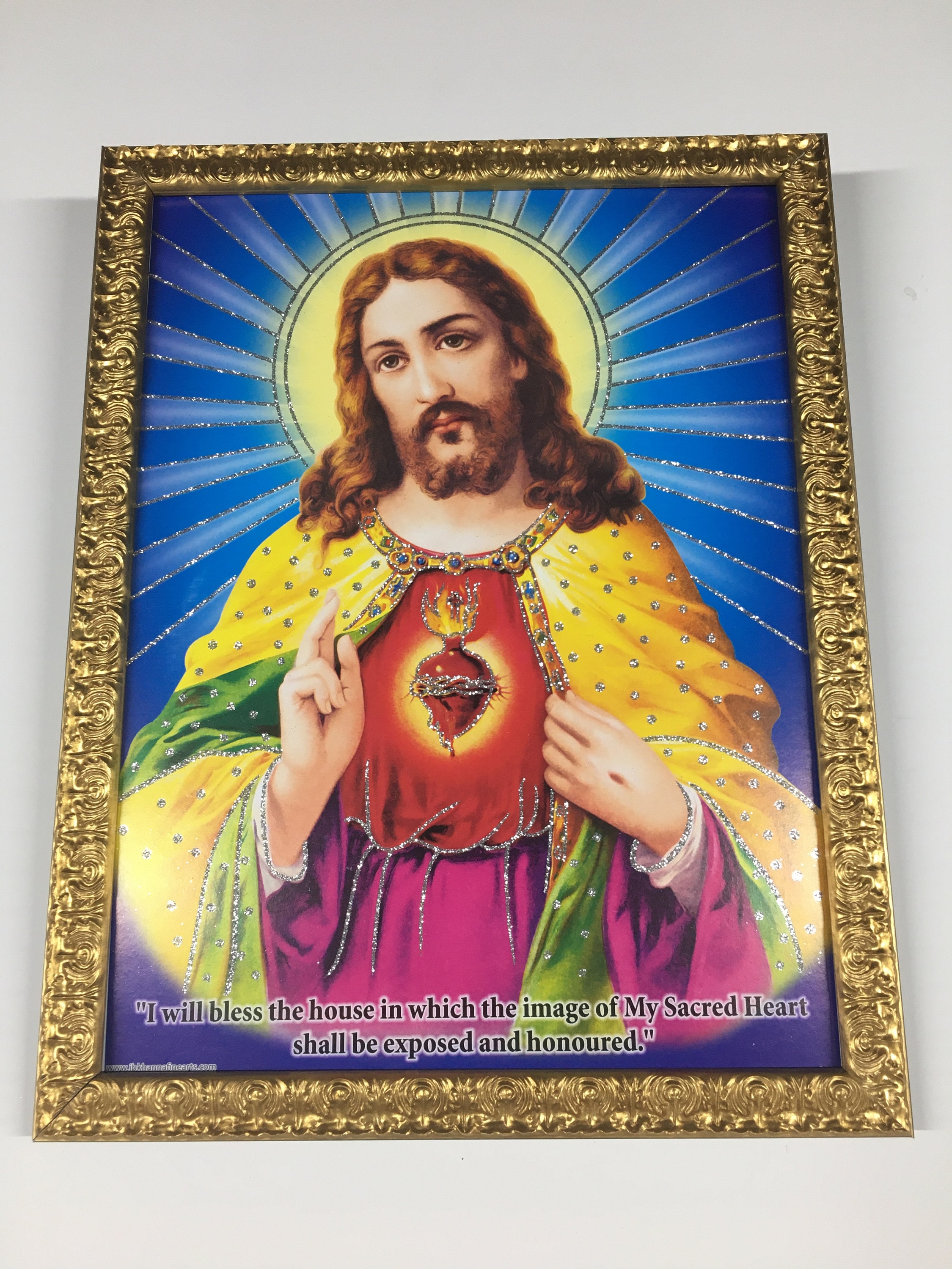 Jesus Christ Sacred Heart Framed Picture Frames WALLFRAMES (17.5x13.5 ...
