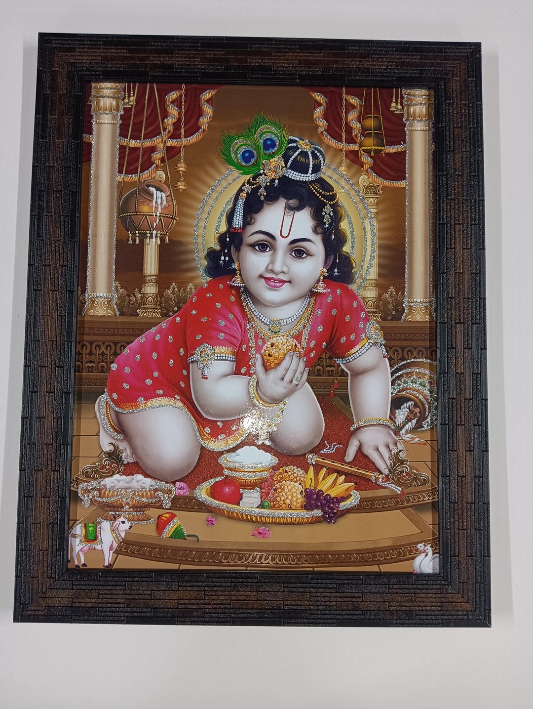 Laddu Gopal Lord Krishna Depicted as a Young Child Laminated Framed ...