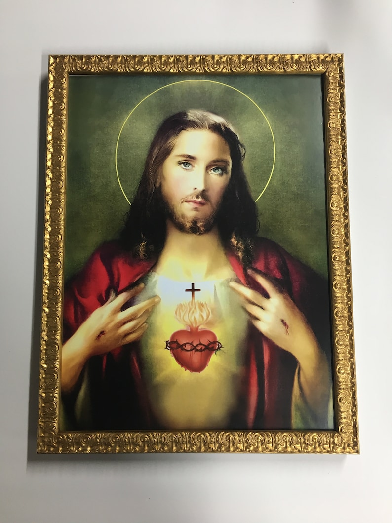 Jesus Christ Sacred Heart Framed Picture Frames WALLFRAMES (19x14.5 ...