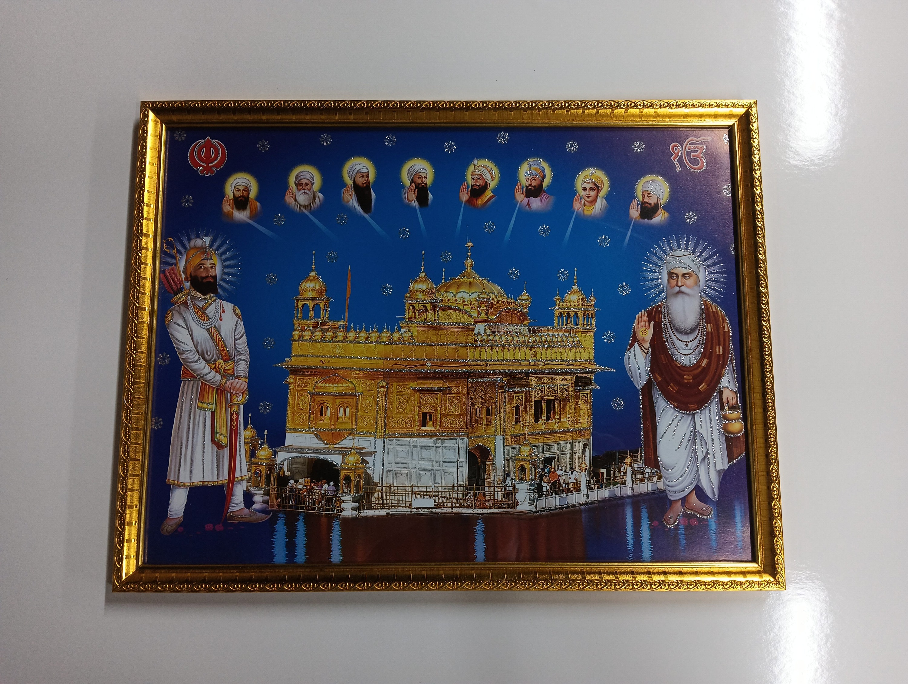 Guru Nanak Dev Ji With Guru Gobind Singh Golden Temple Framed Picture ...