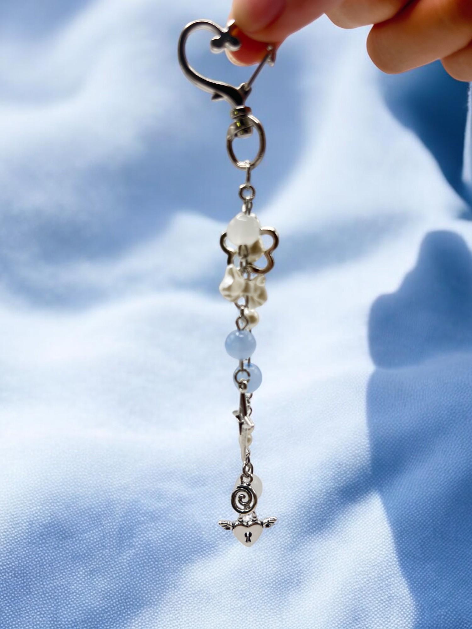 Blue Coquette Inspired Keychain, Cluster Keychain, Charm Keychain ...